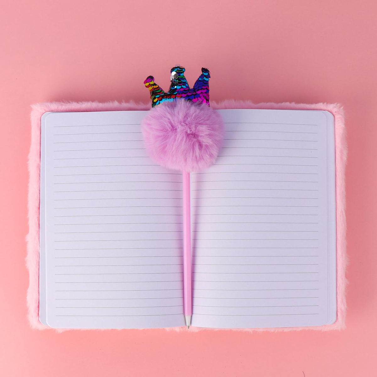 Blue Cute Crystal Heart Plush Notebook – pinkpops.pk