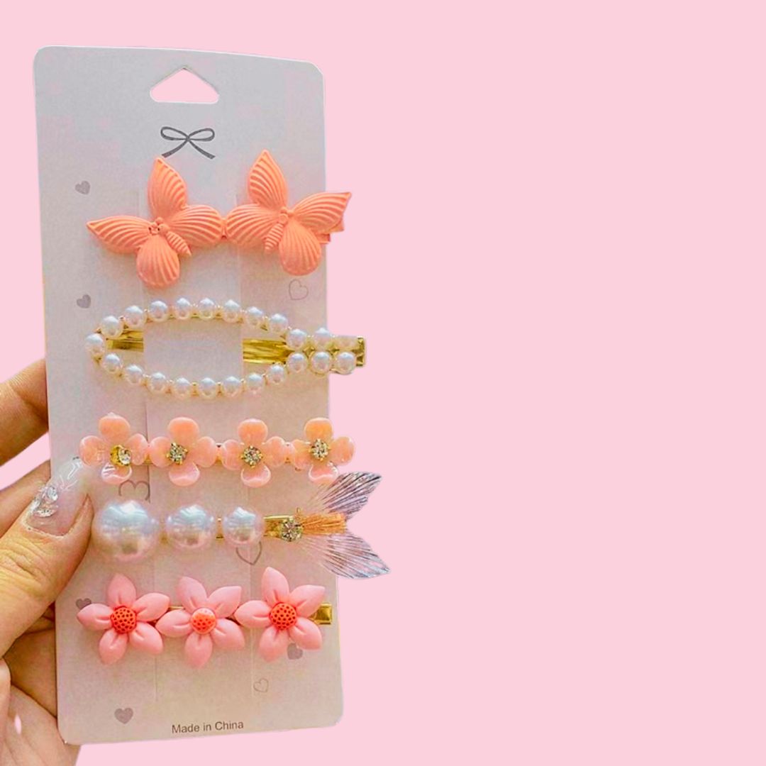 Dazzling Floral Hair Clip Set – pinkpops.pk