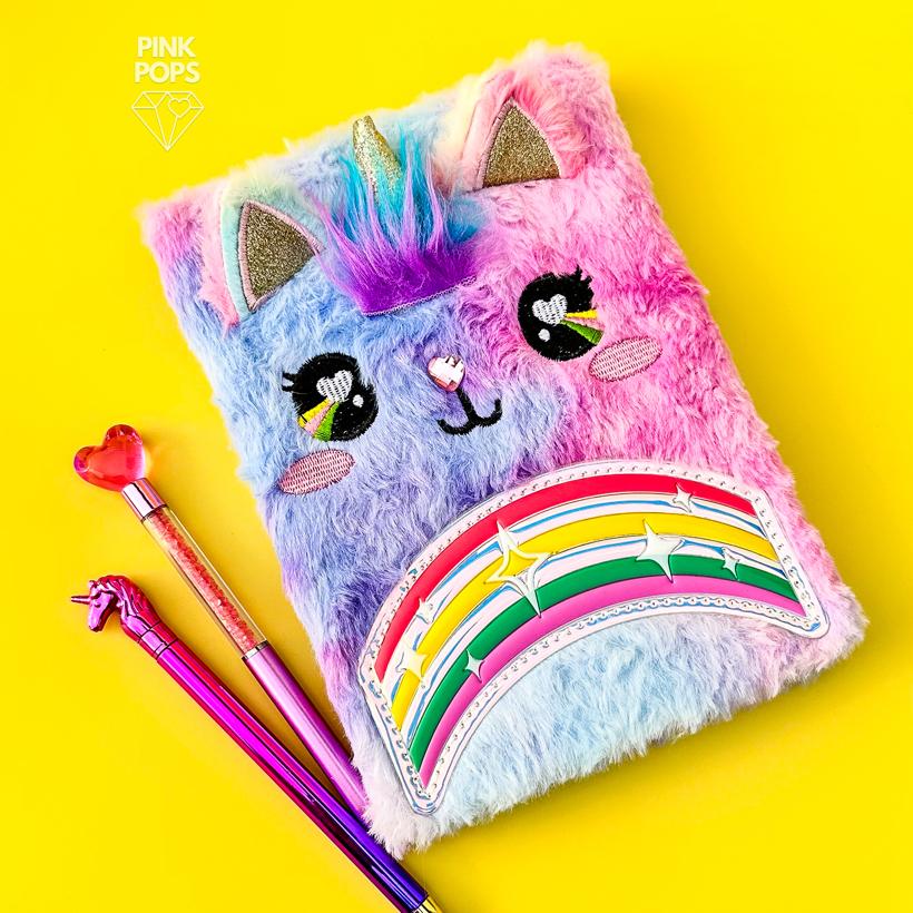Rainbow Cute Fur Notebook – pinkpops.pk