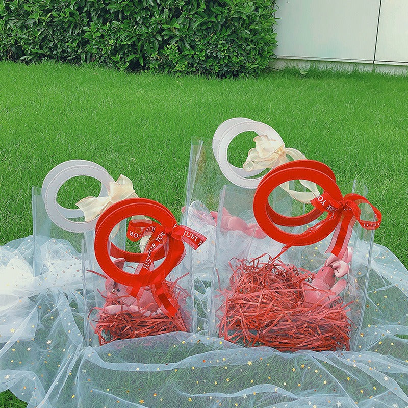 Red Transparent Gift Bag - Round – pinkpops.pk
