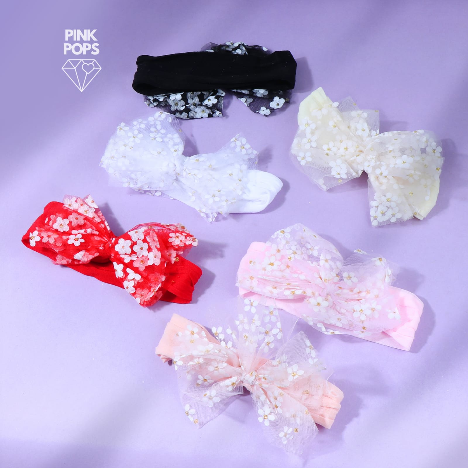 Floral Net Hair Bands – pinkpops.pk