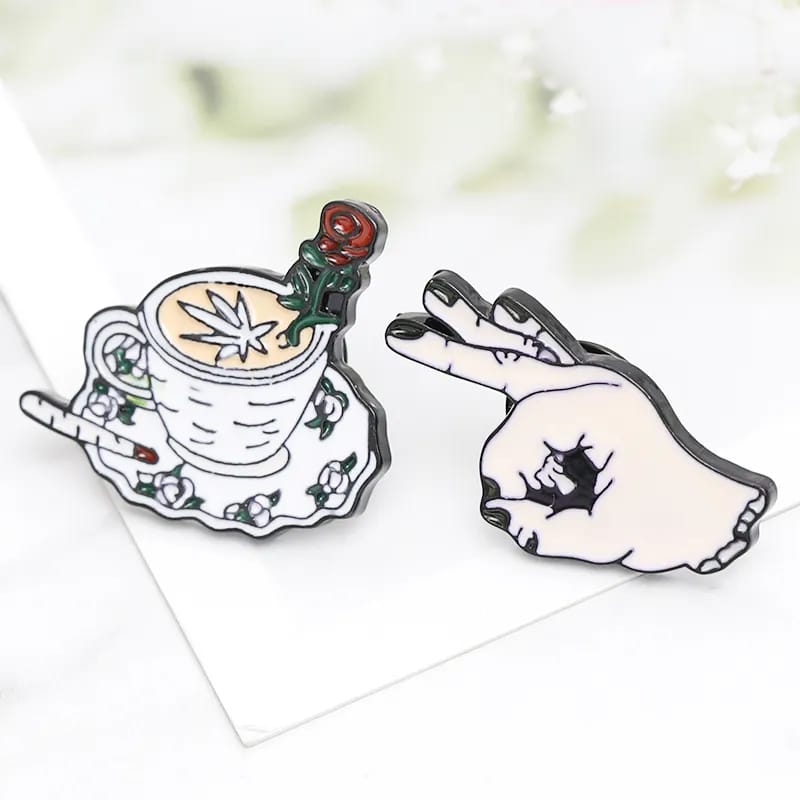 Rose Cup & Hand Enamel Pin – pinkpops.pk
