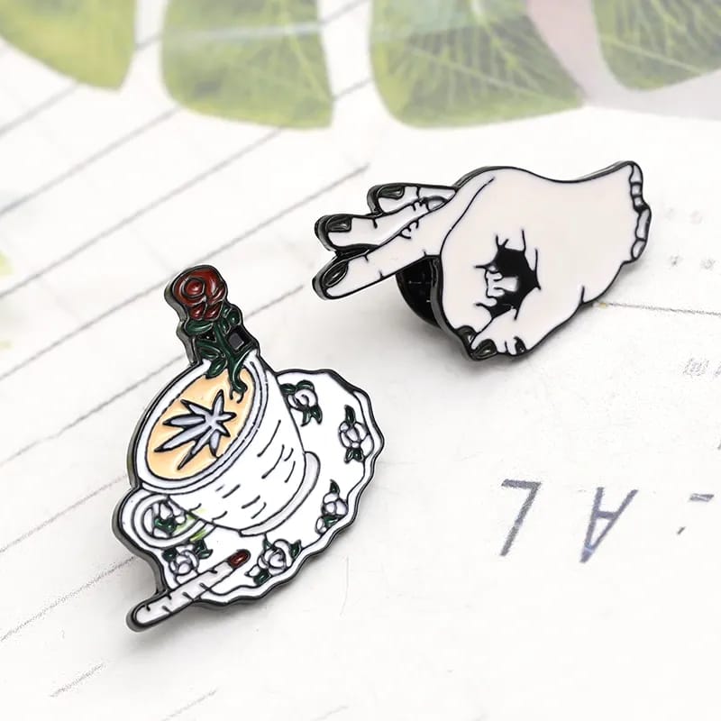 Rose Cup & Hand Enamel Pin – pinkpops.pk